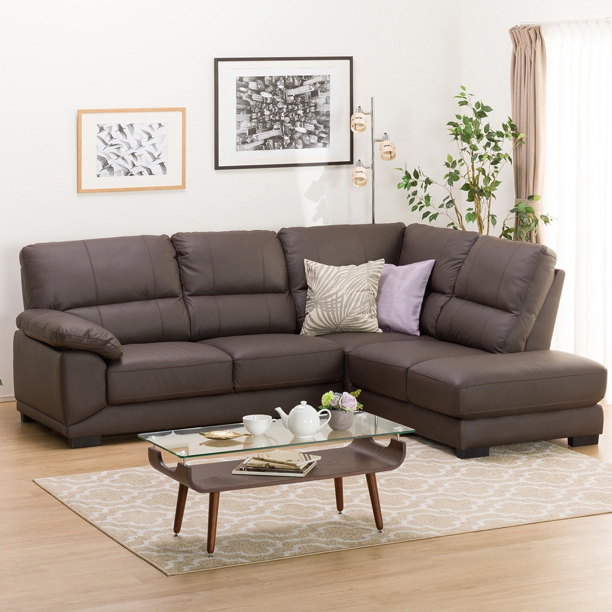 Corner Sofa Wall 3-KD LC Lether-C1 DBR